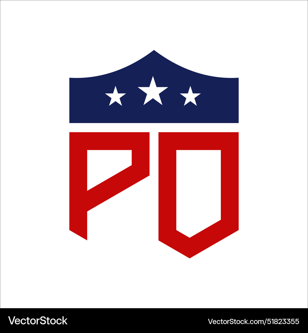 Patriotic po logo design letter Royalty Free Vector Image