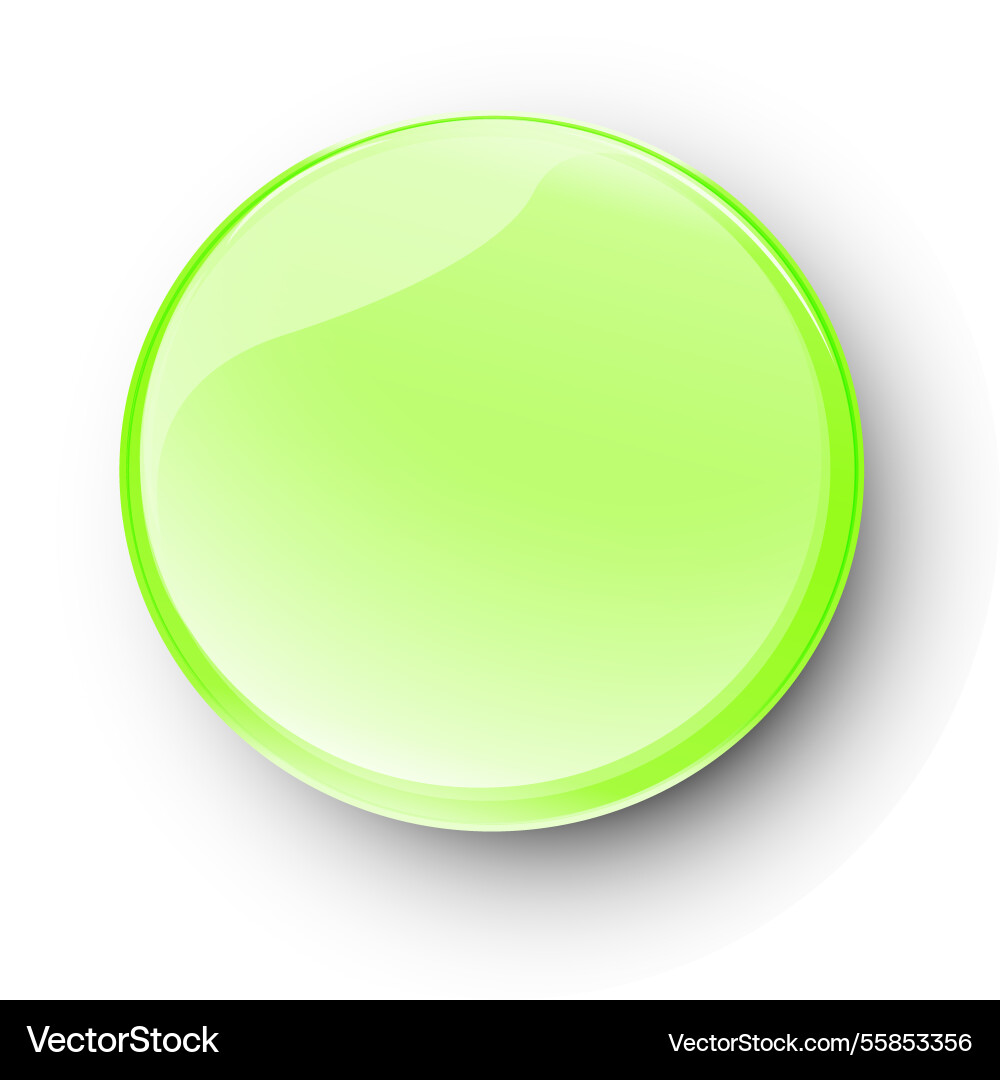 Bright green circular button with a glossy finish Vector Image