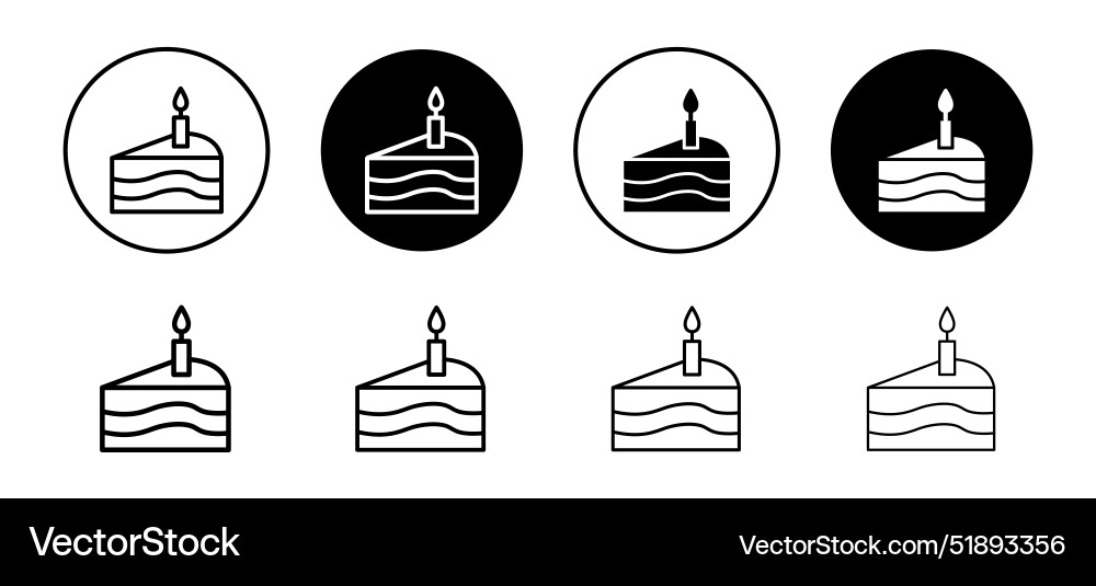Cake icon set collection outline flat Royalty Free Vector
