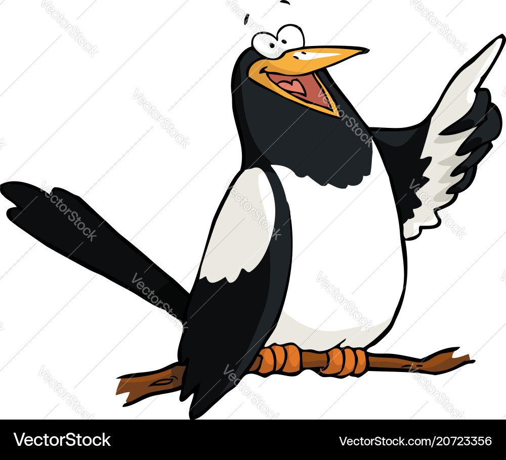 Cartoon doodle magpie Royalty Free Vector Image