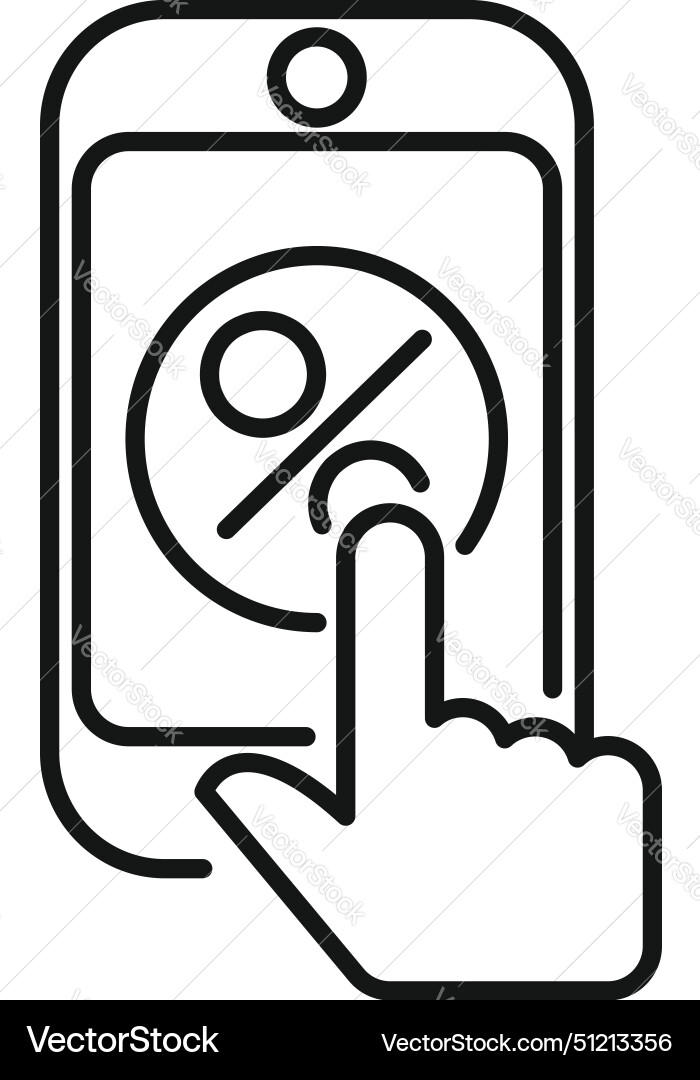 Click on percent sale program icon outline Vector Image