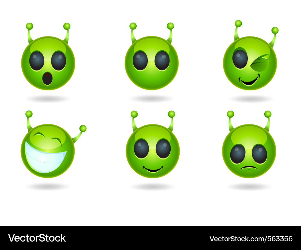 Cute Alien Faces Collection Royalty Free Vector Image