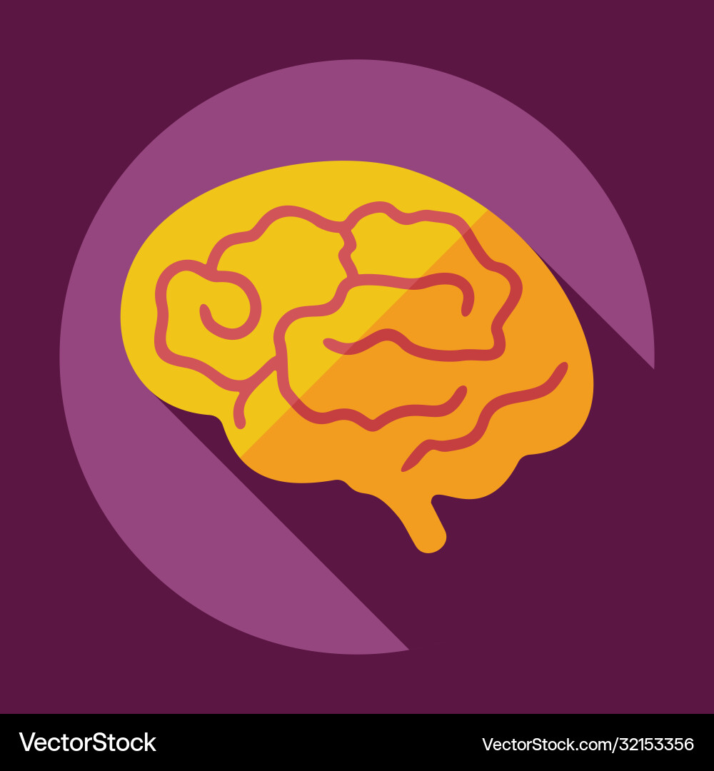Flat modern design with shadow brain Royalty Free Vector