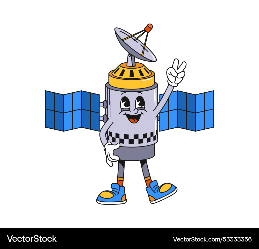 Groovy retro cartoon character or space station Vector Image