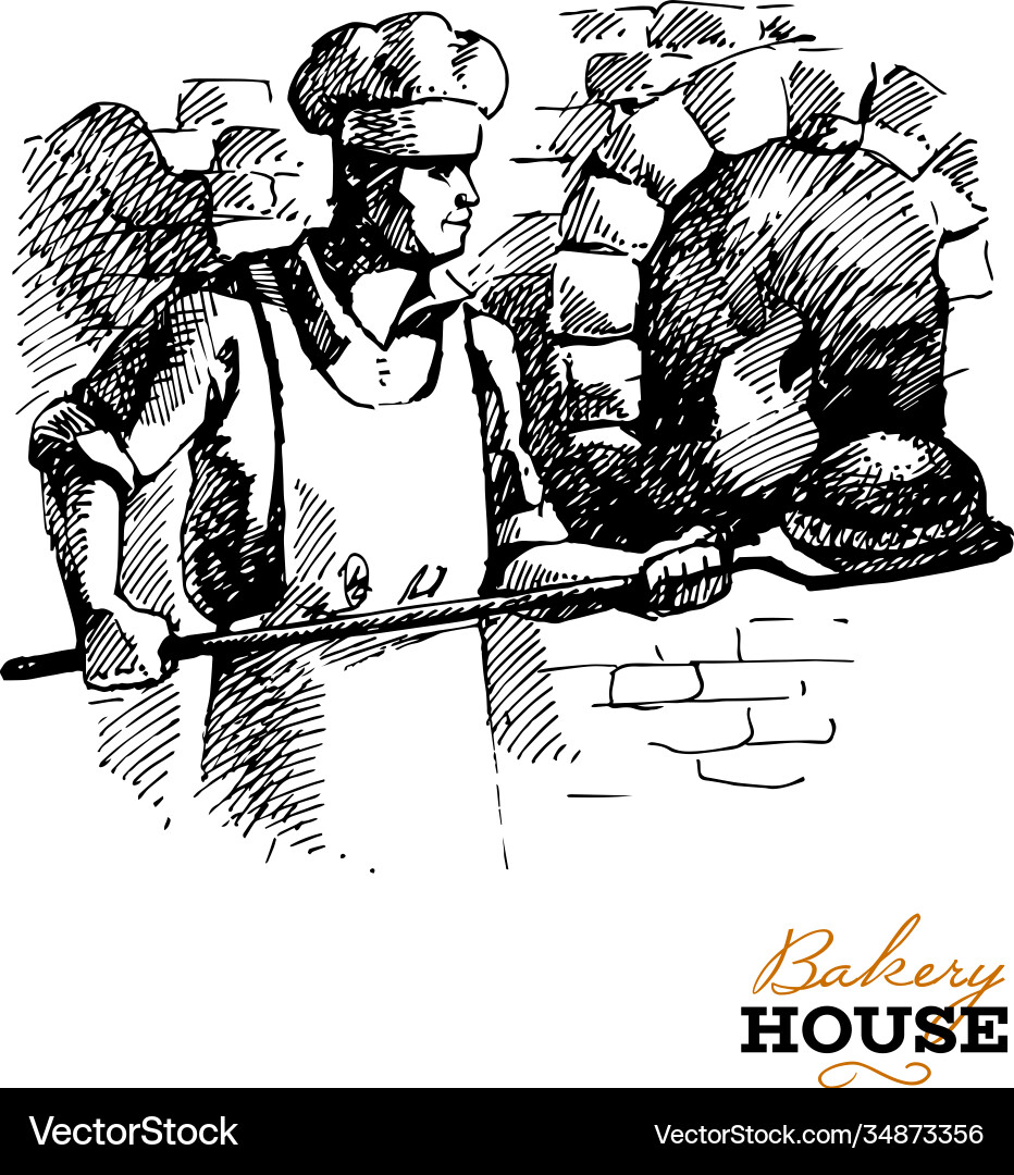 Hand drawn sketch baker background natural Vector Image