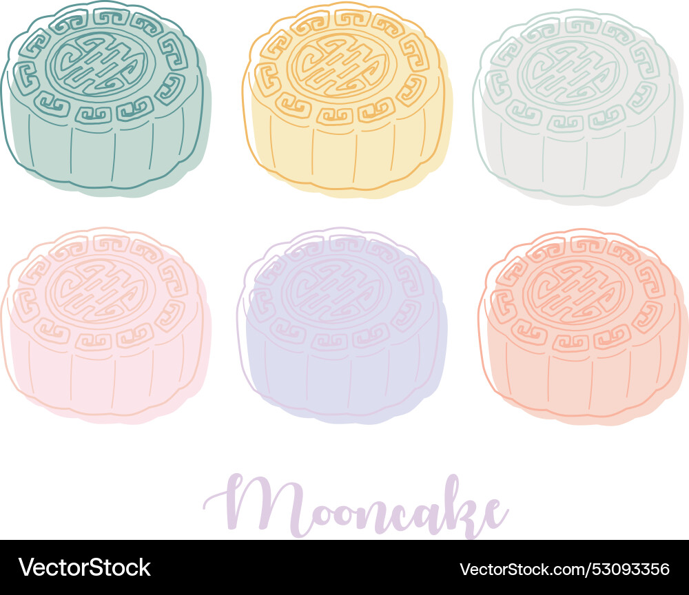 Isolated pastel color mooncake Royalty Free Vector Image