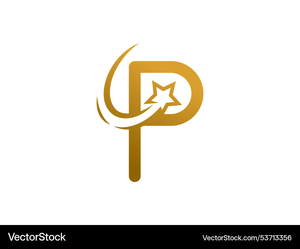 Letter p star logo or symbol template design Vector Image