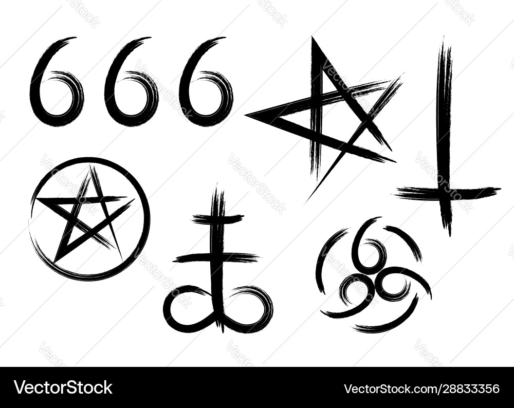 Set hand drawn satanic occult signs Royalty Free Vector