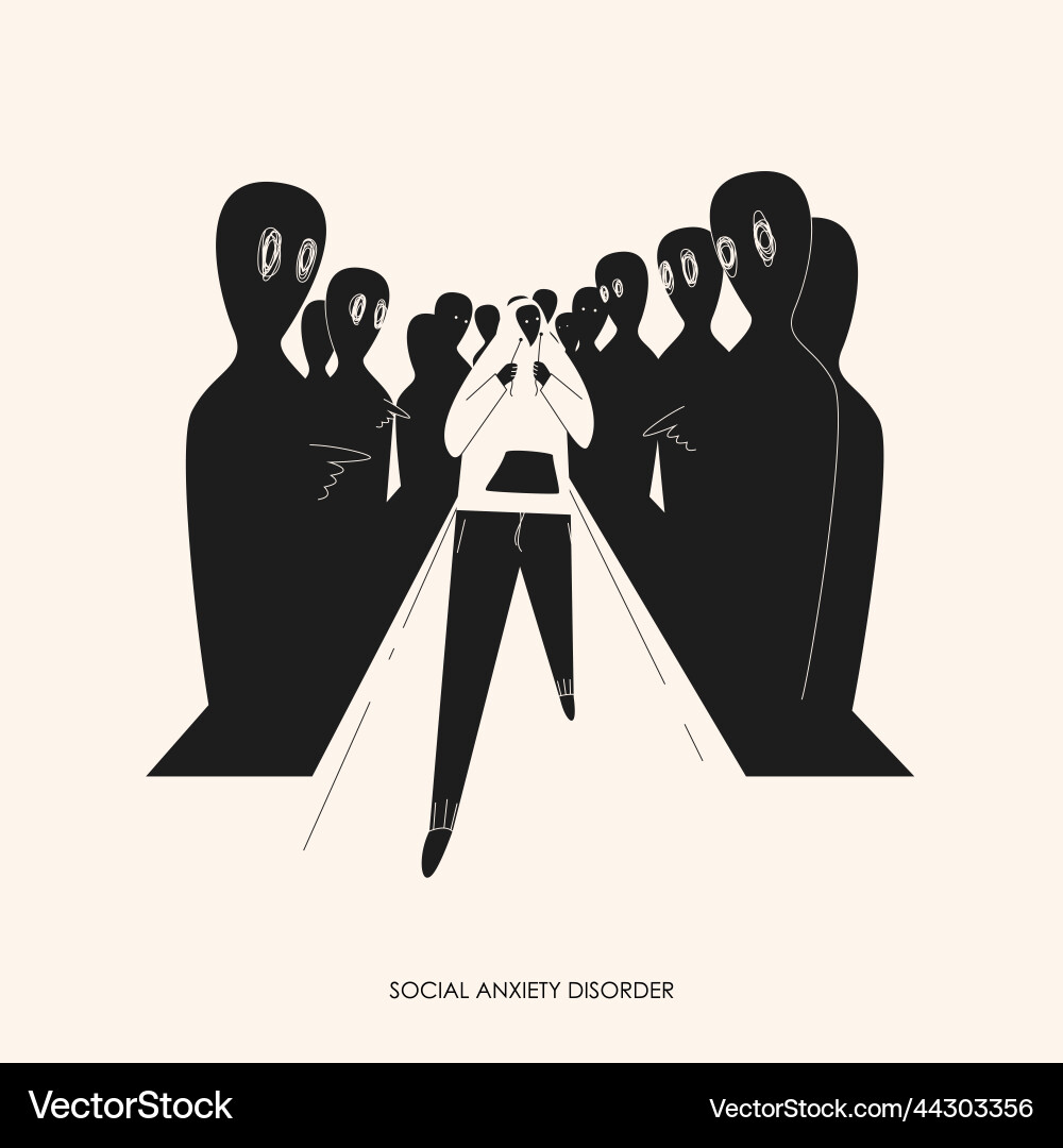 Social anxiety disorder concept art Royalty Free Vector