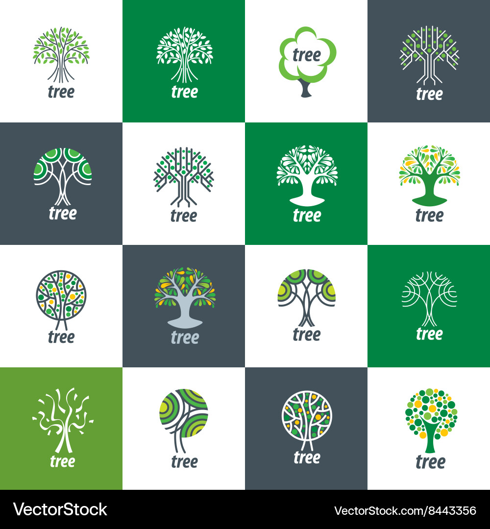 Tree Logo Collection Royalty Free Vector Image