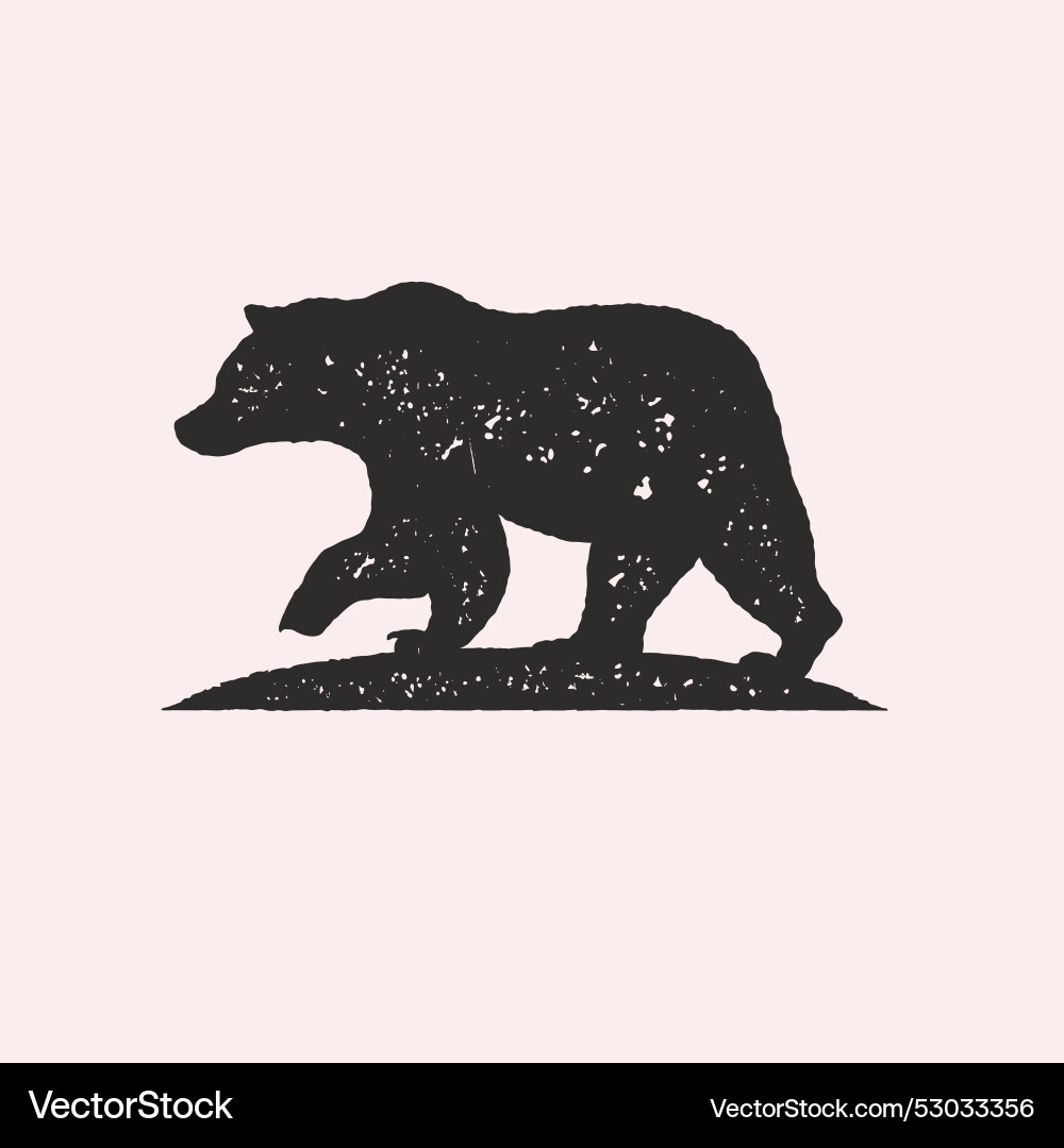 Vintage rustic grunge texture bear silhouette logo