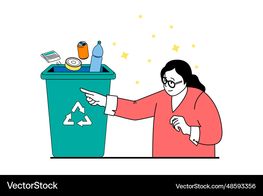 Zero waste concept with people scene in flat web Vector Image