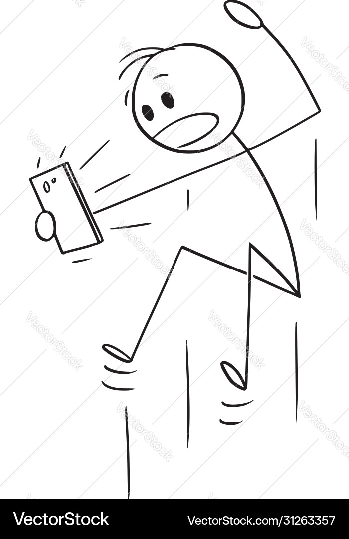 Cartoon jumping surprised or shocked man Vector Image