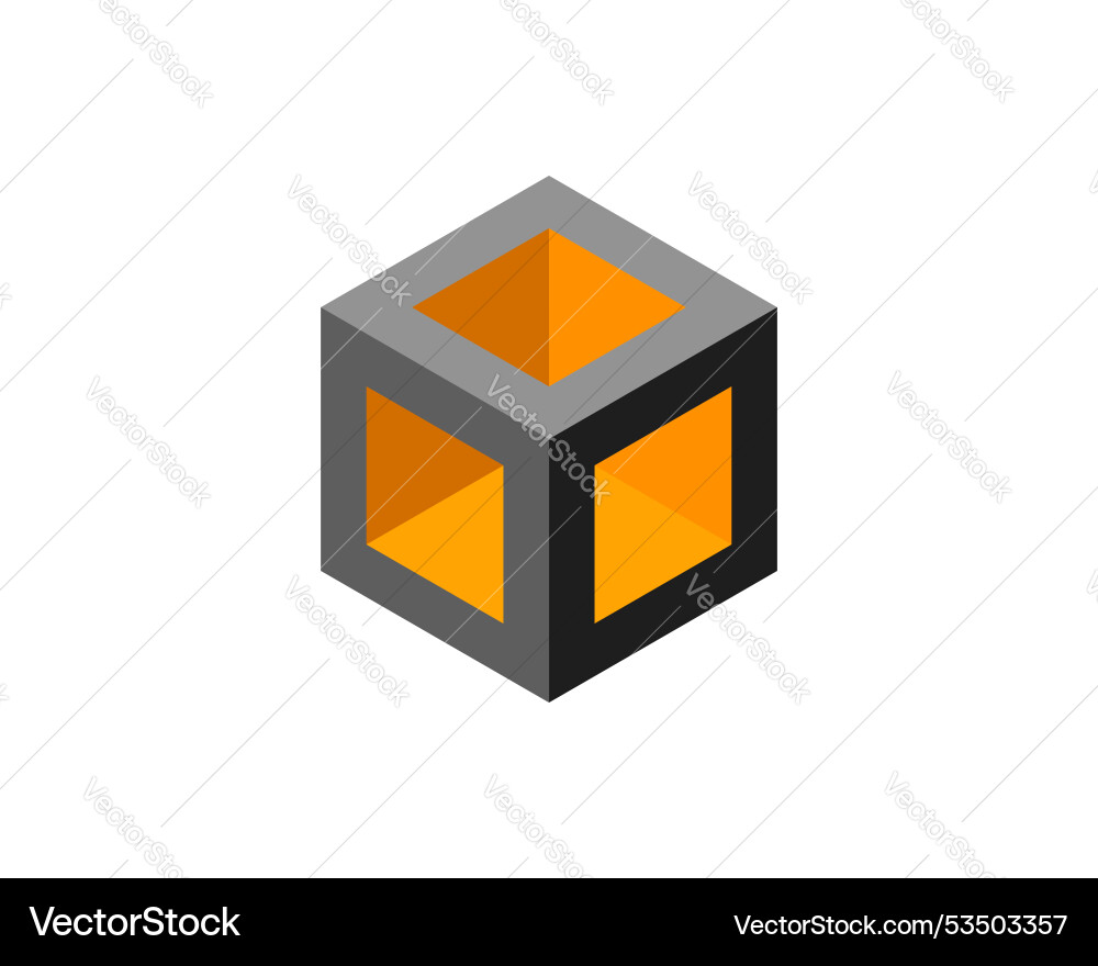 Cube logo geometric design box logotype company Vector Image