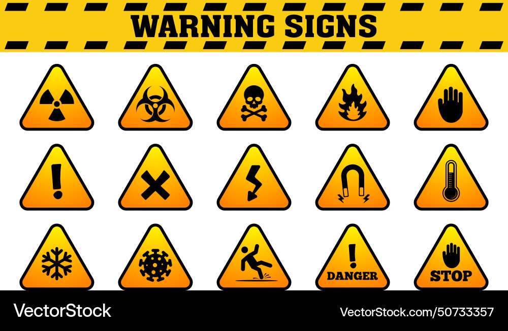 Danger symbols or warning signs labels design Vector Image