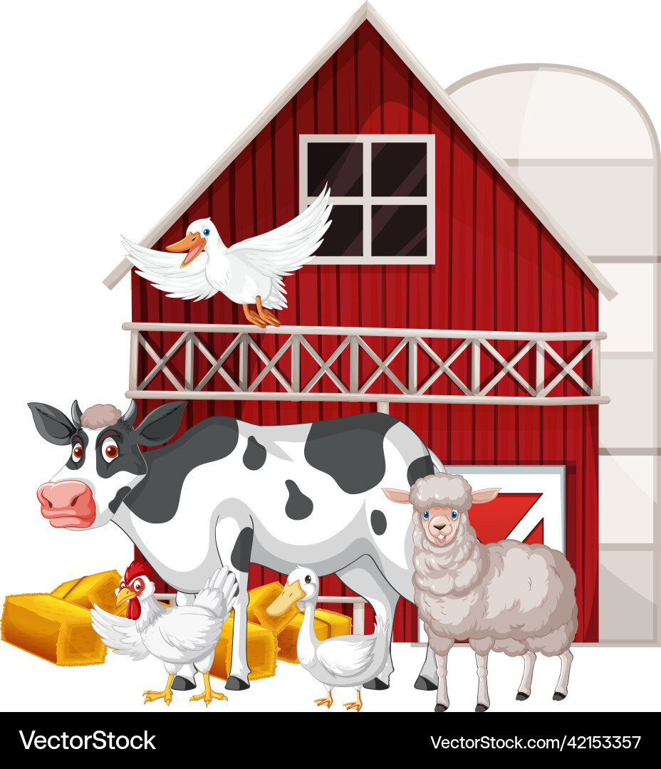 Farming theme with many animals Royalty Free Vector Image