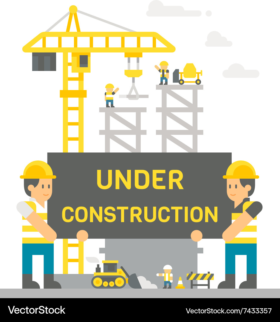 Flat design construction site sign Royalty Free Vector Image