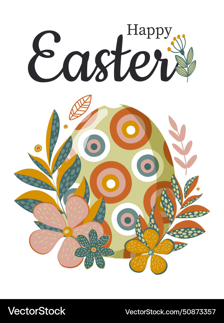 Happy easter one painted egg Royalty Free Vector Image