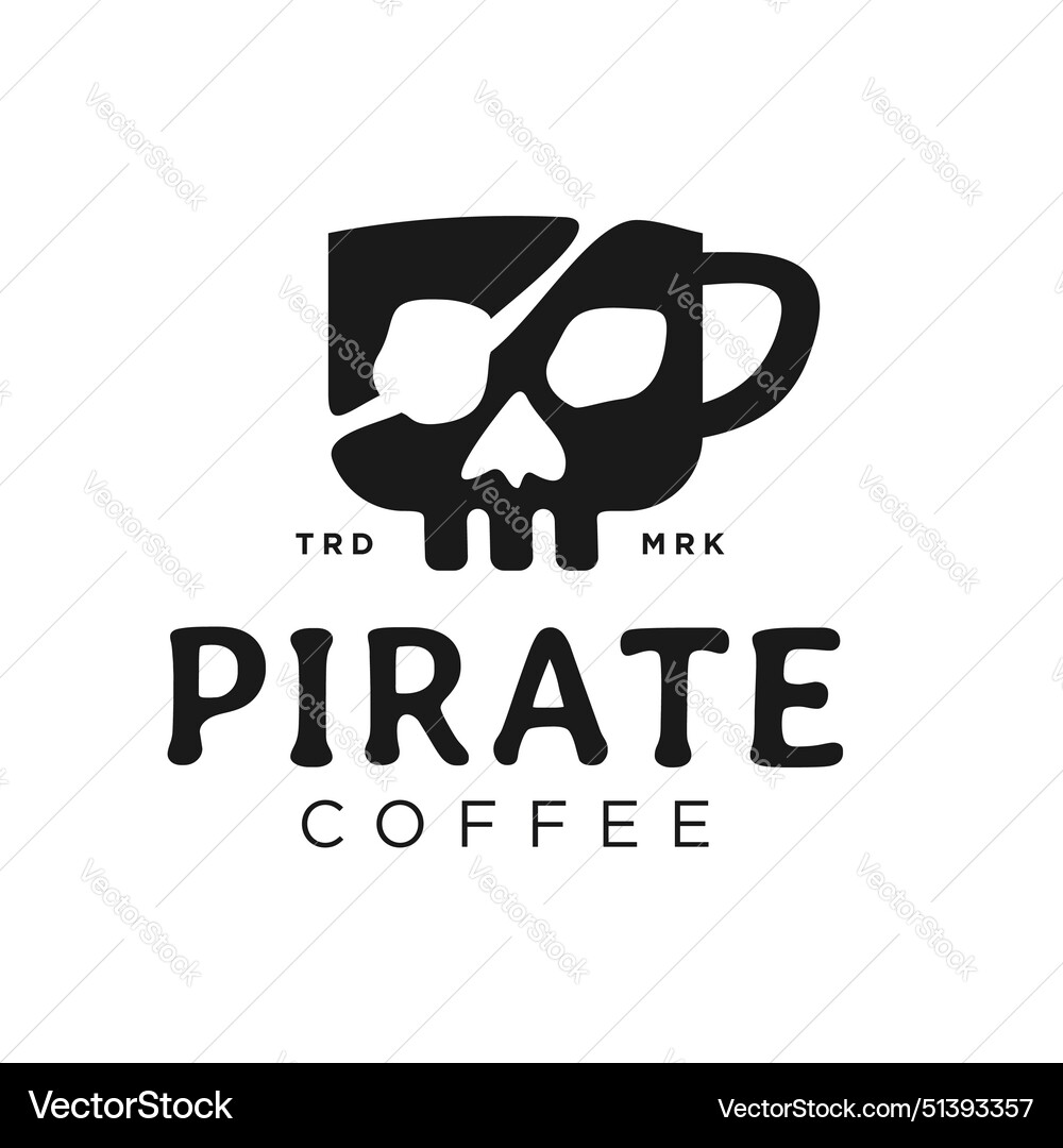 Pirates coffee logo with cup stock Royalty Free Vector Image