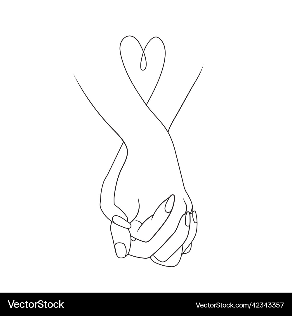 Romantic Couple Hand Holding Line Art Royalty Free Vector