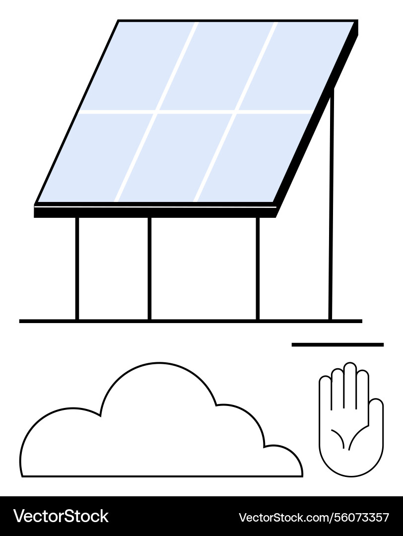 Solar panel with cloud and hand gesture Royalty Free Vector