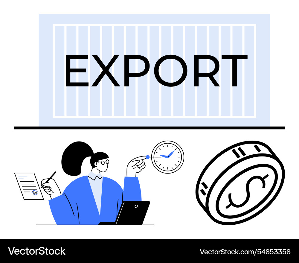 Businesswoman working on export documentation Vector Image