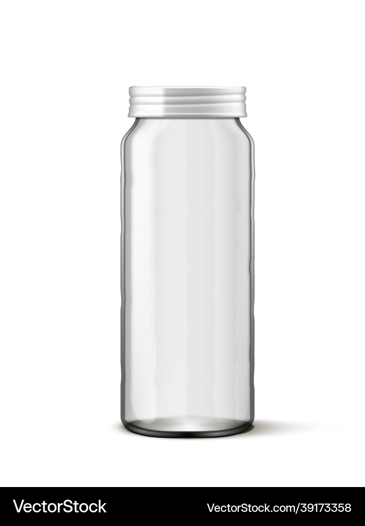 Clear empty transparent glass jar with metal cap Vector Image