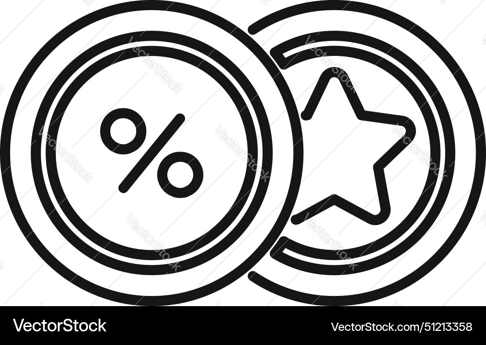 Digital rewards coins icon outline Royalty Free Vector Image