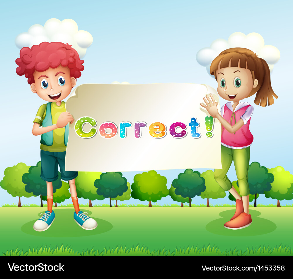 Kids holding a signboard Royalty Free Vector Image