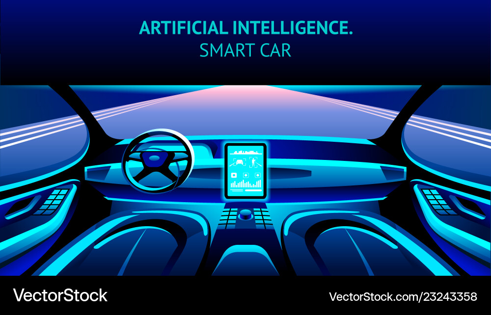 Künstliche Intelligenz Auto Cockpit Banner Vektorbild