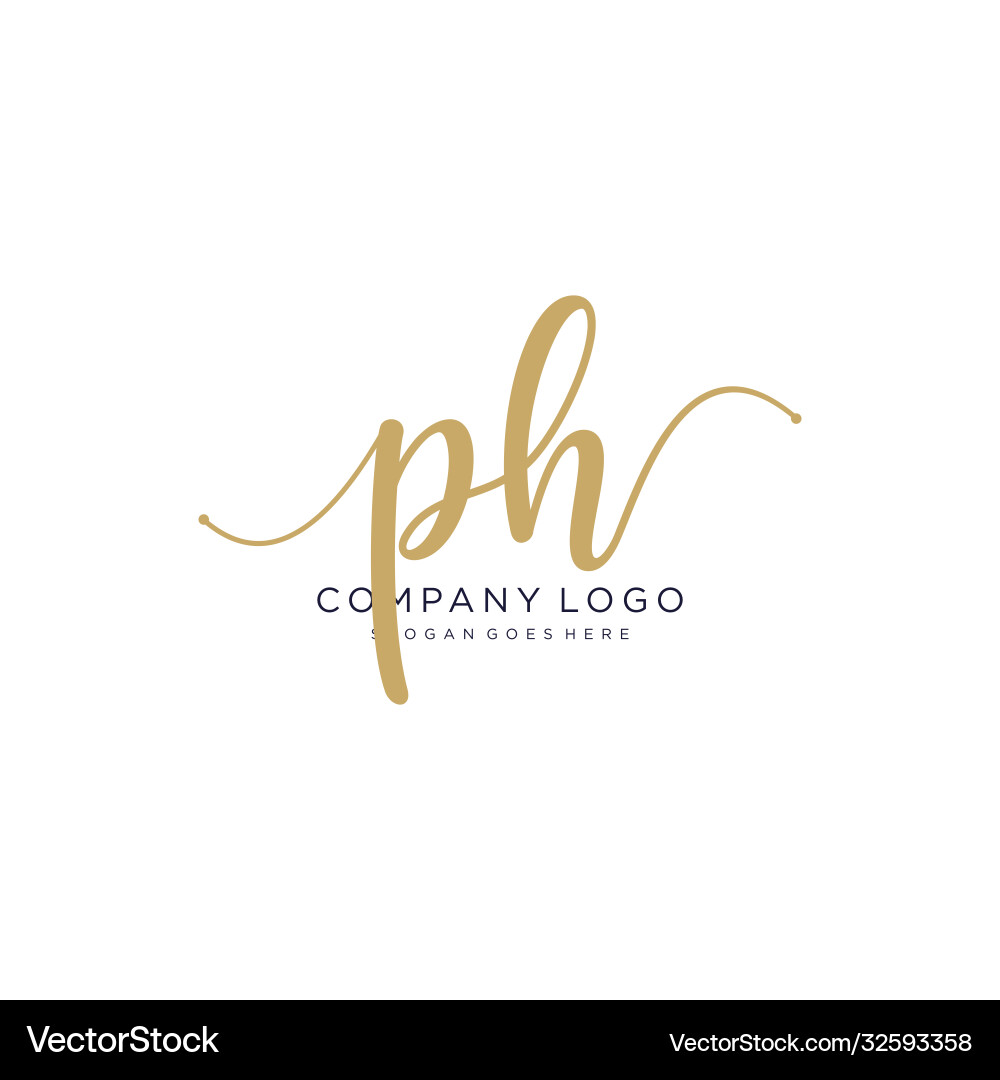 Ph initial handwriting logo design Royalty Free Vector Image