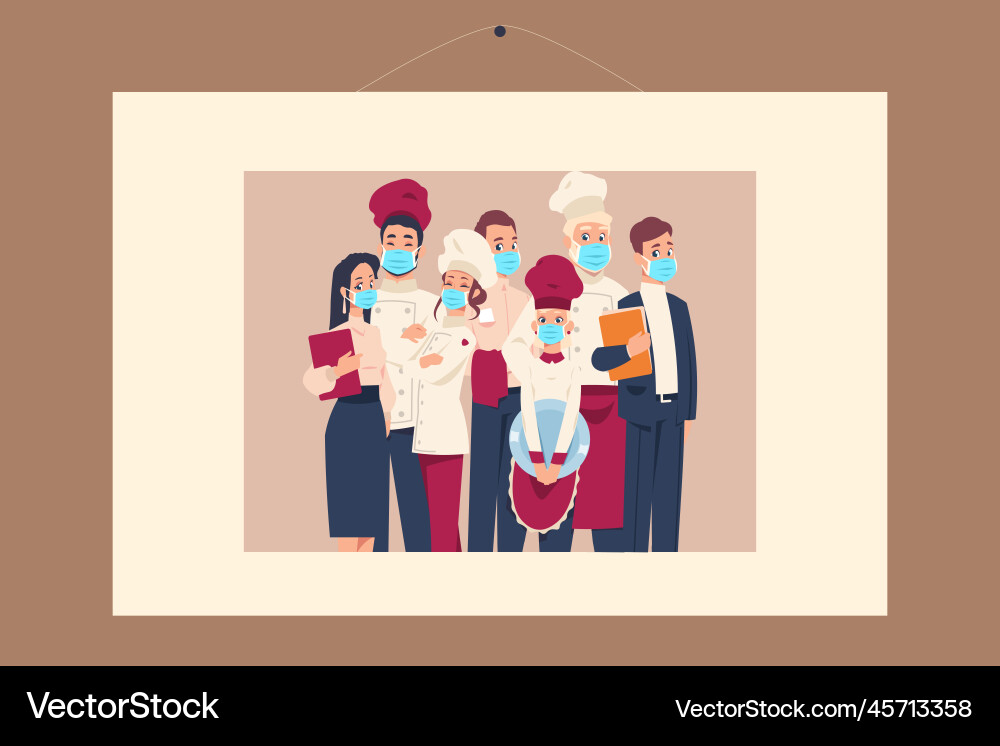 Restaurant staff catering workers photo Royalty Free Vector