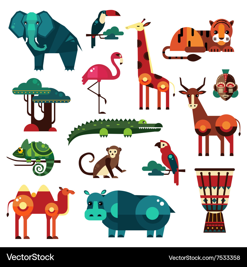 Savanna Animal Collection Royalty Free Vector Image