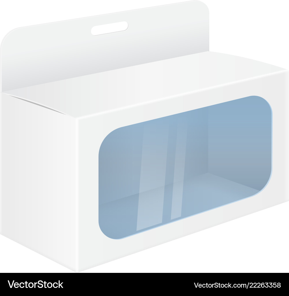 White paper box mockup with display window Vector Image