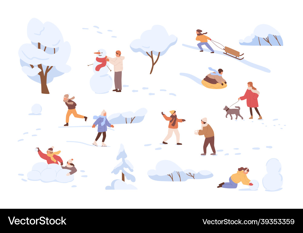 Children Enjoying Winter Activities Royalty Free Vector