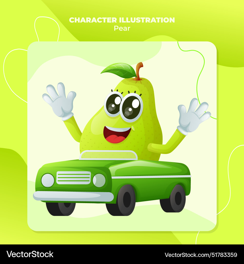 Cute pear character playing with car toy Vector Image