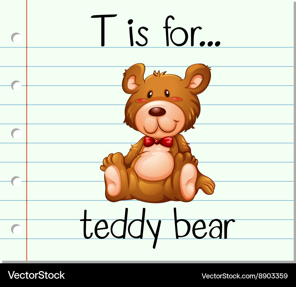 Flashcard Brief t ist für Teddybär Lizenzfreier Vektor