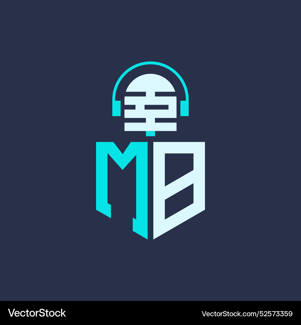 Mb microphone logo design for audio music Vector Image