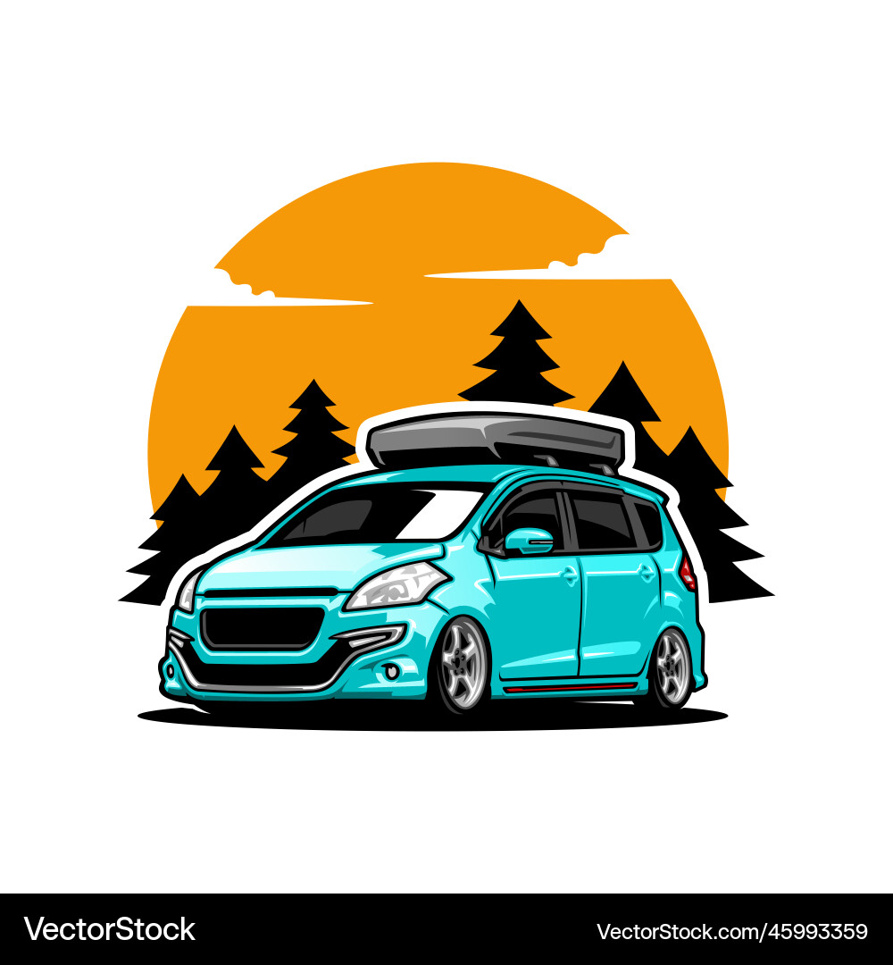 Mpv car with roof box logo Royalty Free Vector Image
