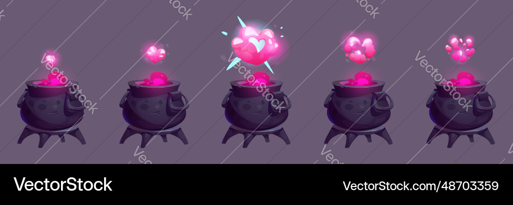 Pink magic witch pot animation cartoon sprite Vector Image