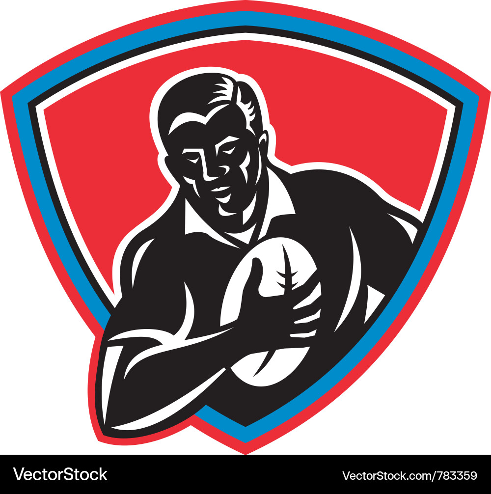 Retro Rugby Player Shield Royalty Free Vector Image