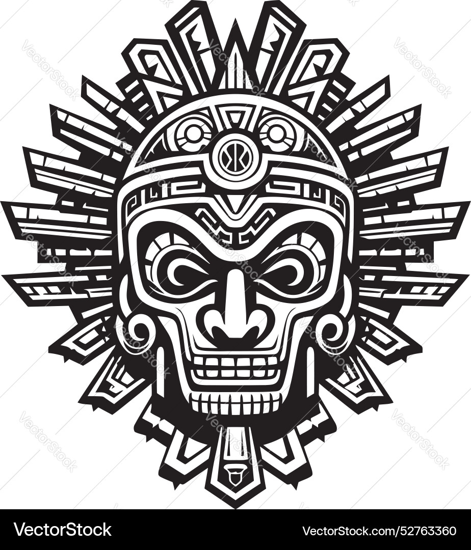 Antique aztec drawings remastered drawing icon Vector Image