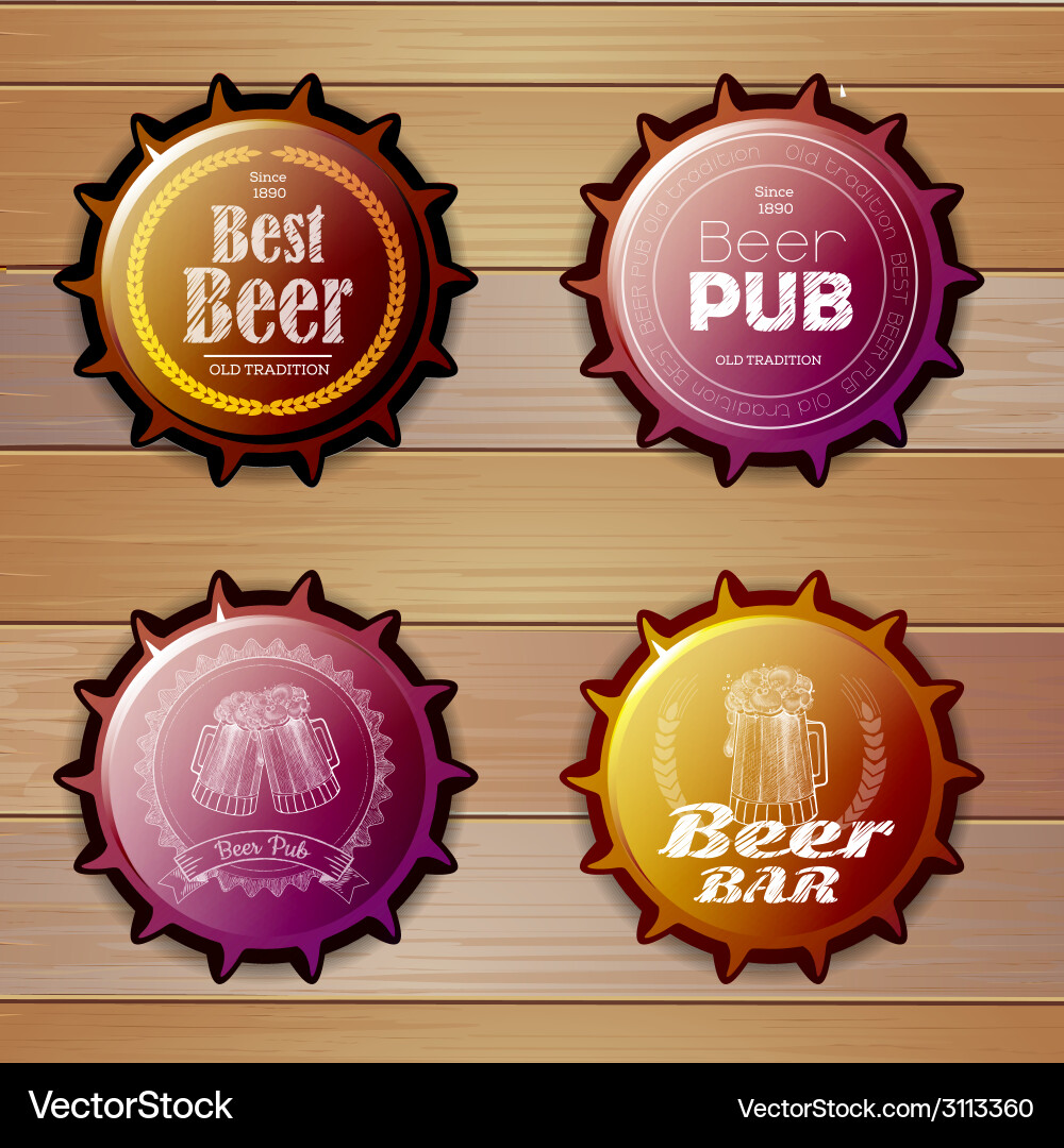 Beer Bottle Cap Collection Royalty Free Vector Image