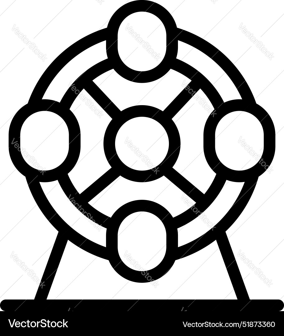 Ferris wheel with cabins rotating at amusement Vector Image