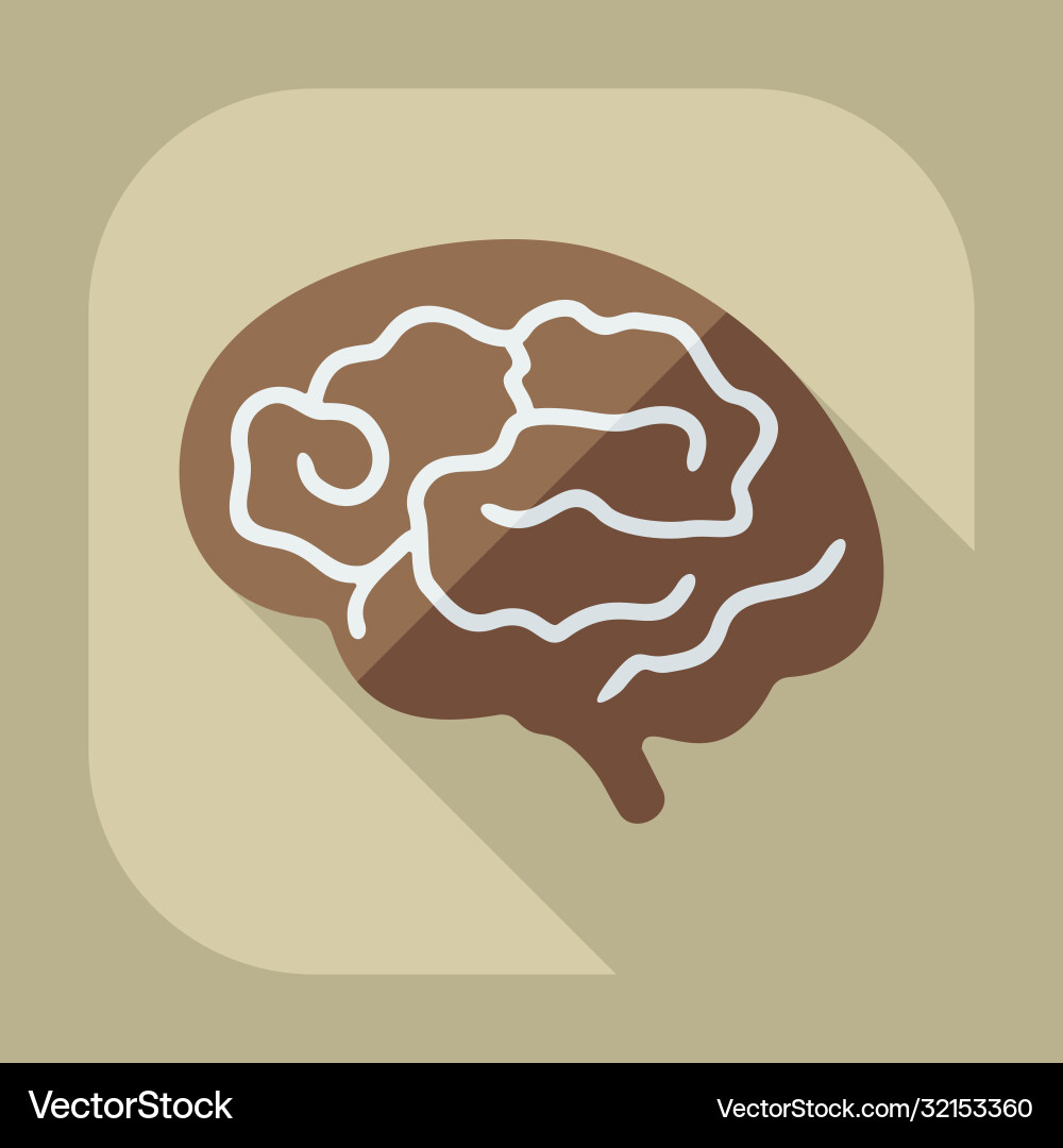 Flat modern design with shadow brain Royalty Free Vector