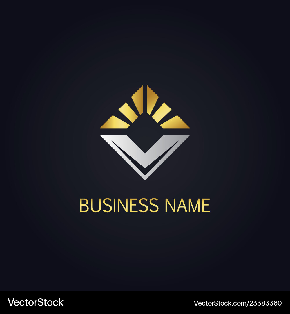 Gold square shine business logo Royalty Free Vector Image