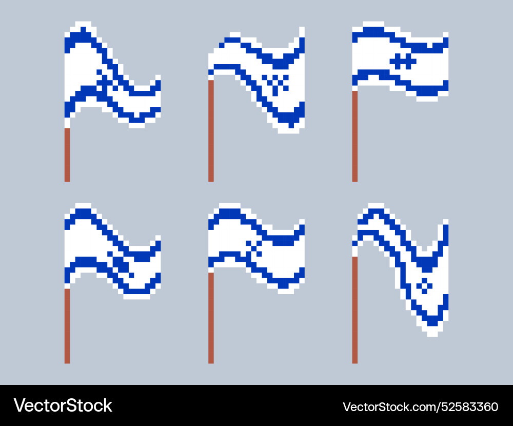 Pixel israeli flag icon set waving Lizenzfreies Vektorbild