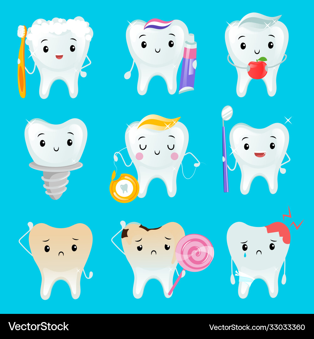 Set of cartoon teeth Royalty Free Vector Image