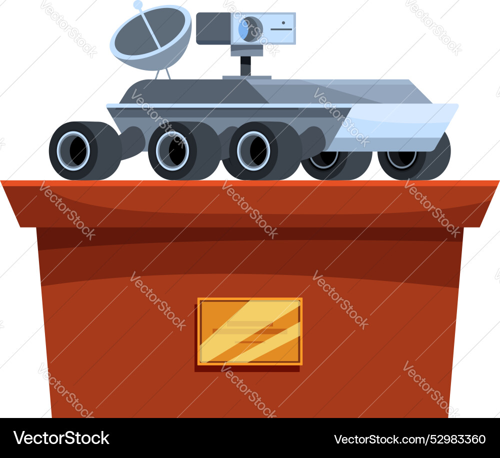 Space rover with antenna exploring new planet Vector Image