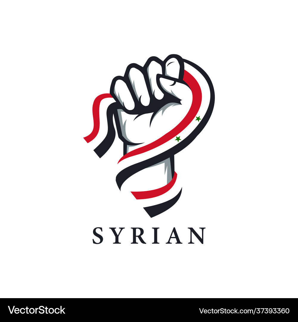 Syria Flag Rising Hand Royalty Free Vector Image